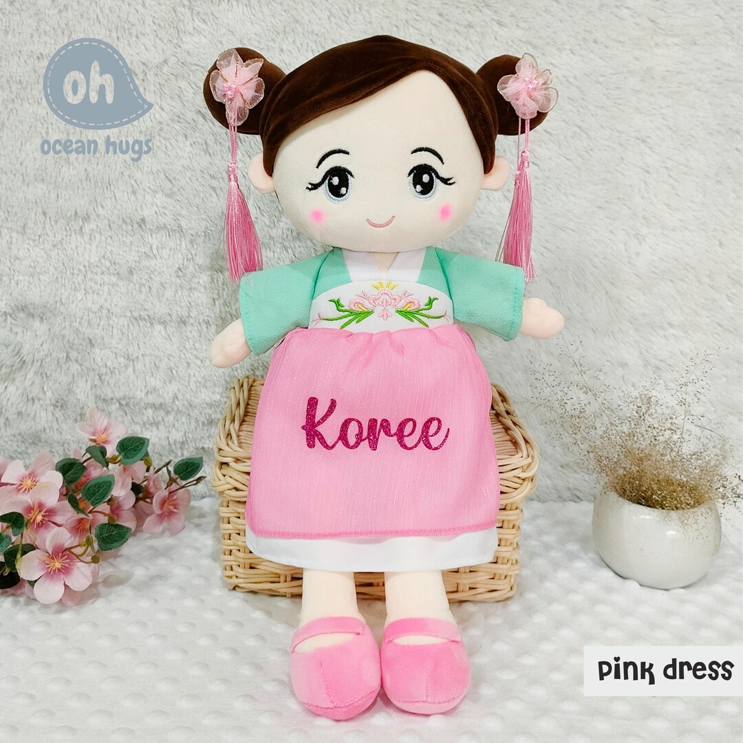 Personalized Asian Korean Plush, Korea Hanbok Dress Doll, Custom Name ...