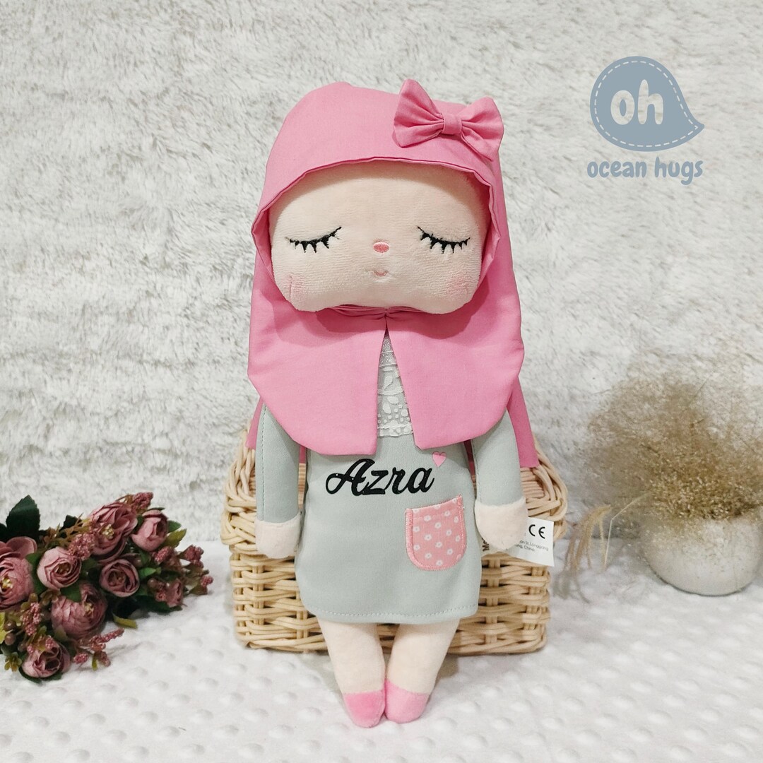 Customize Girl Plush Doll With Handmade Cotton Hijab, Personalised Name ...