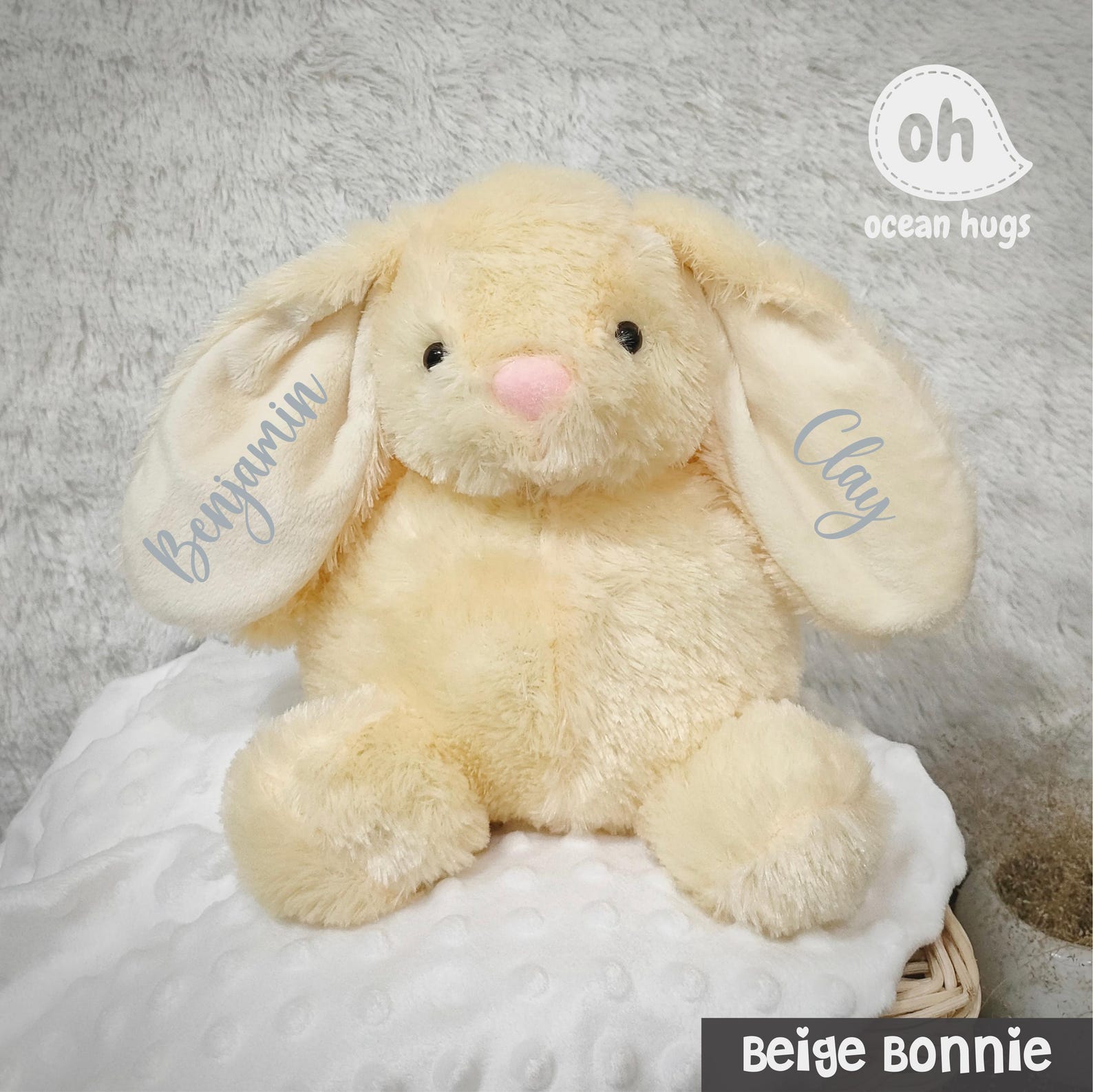 Personalized Bonnie Bunny, Custom Name Ears Rabbit, New Birth Baby Boy ...