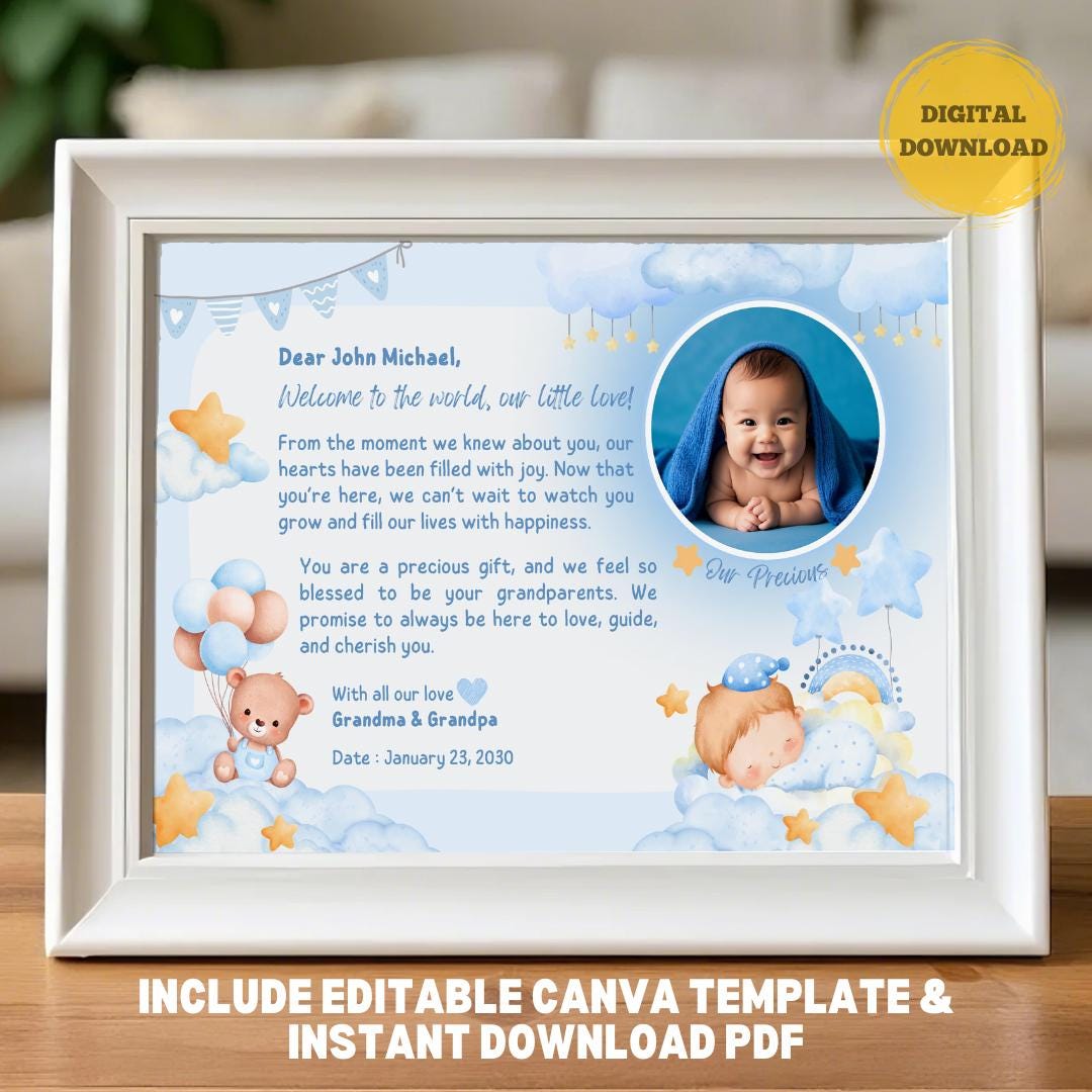 EDITABLE GRANDPARENTS LETTER to Grandson Personalized Canva Template ...