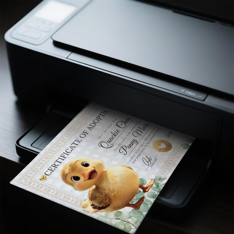 PRINTABLE DUCK ADOPTION Certificate Editable Canva Template ...