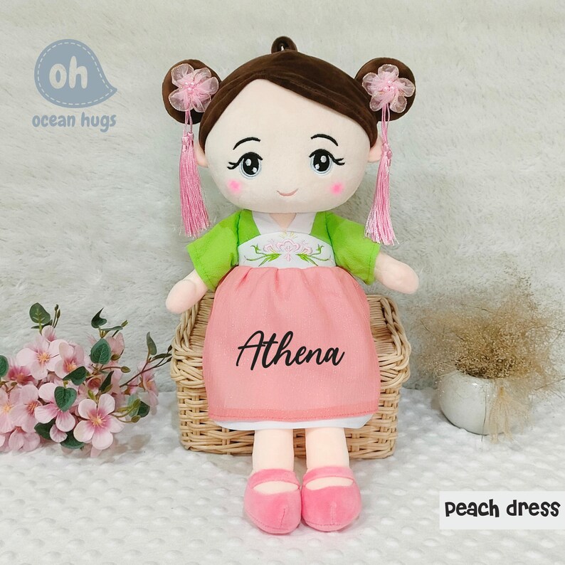 Personalized Asian Korean Plush, Korea Hanbok Dress Doll, Custom Name ...