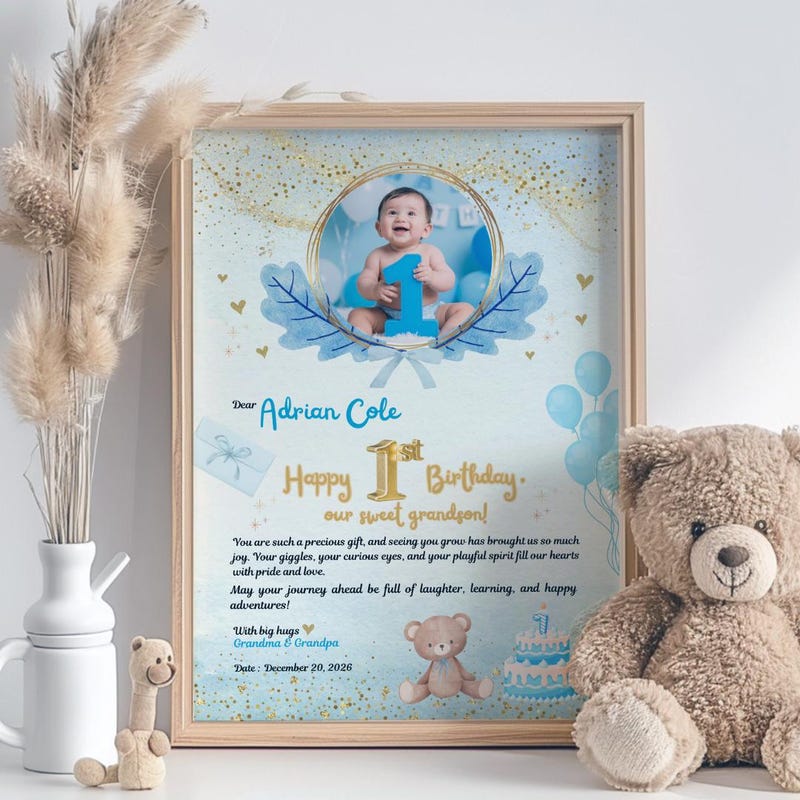 A4 1st Birthday Card - Etsy