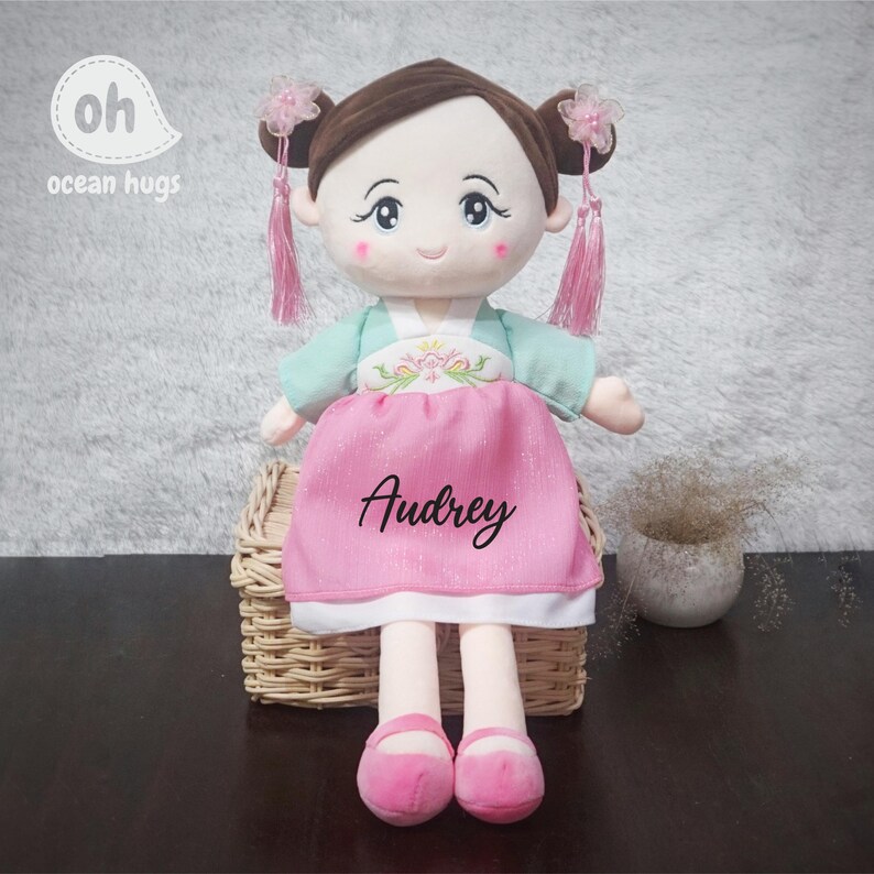 Personalized Asian Korean Plush, Korea Hanbok Dress Doll, Custom Name ...