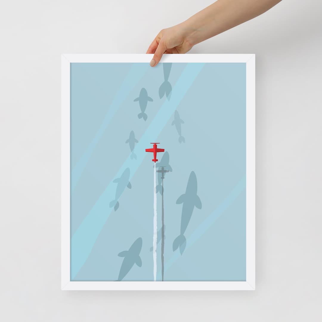 Red Plane Poster for Kids Playroom, Minimalist Airplane Print for ...