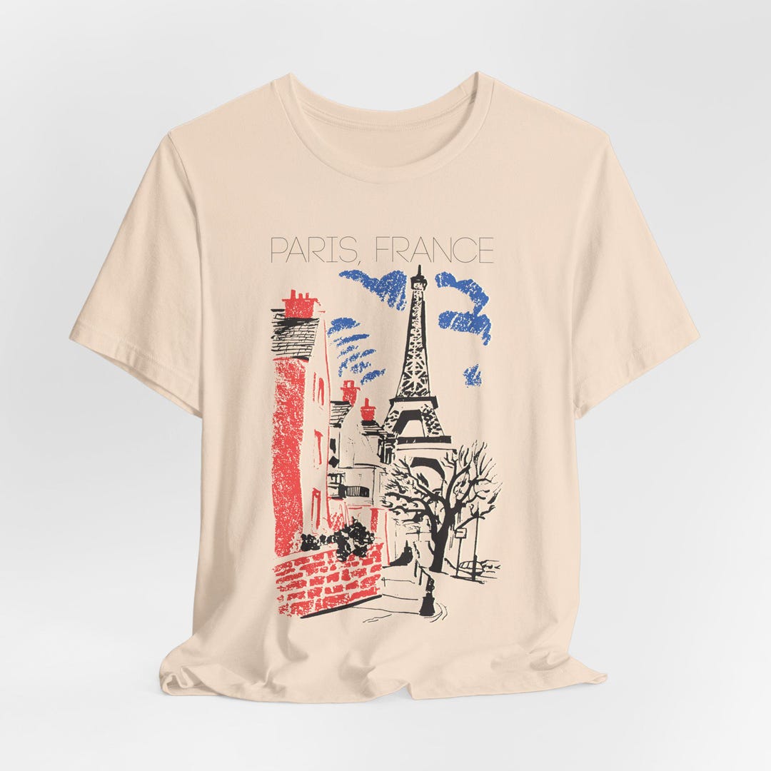 Boho Paris Illustration Tee: Vintage Style Graphic Top - Etsy