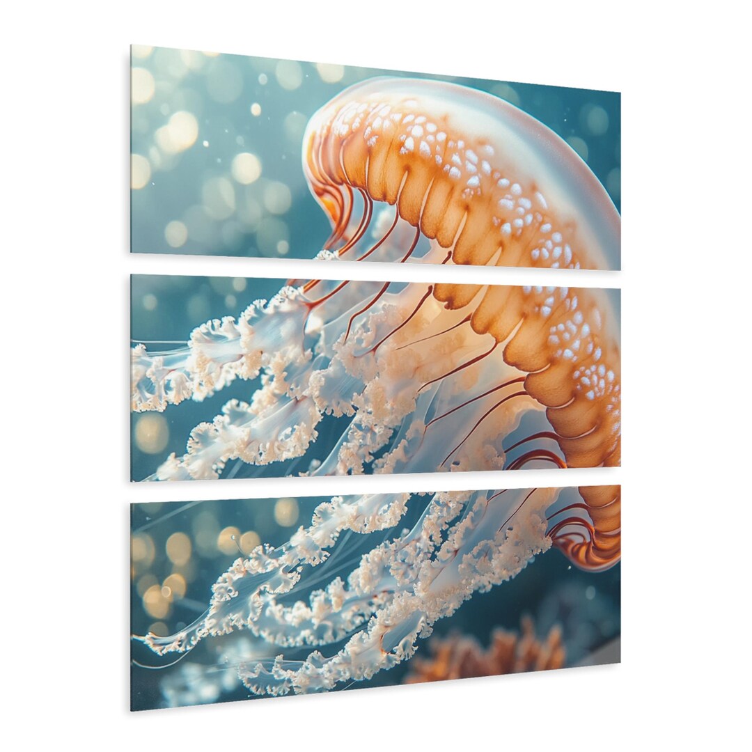 Jellyfish Triptych: Sea Life Acrylic Wall Art (36" X 12" Prints) - Etsy