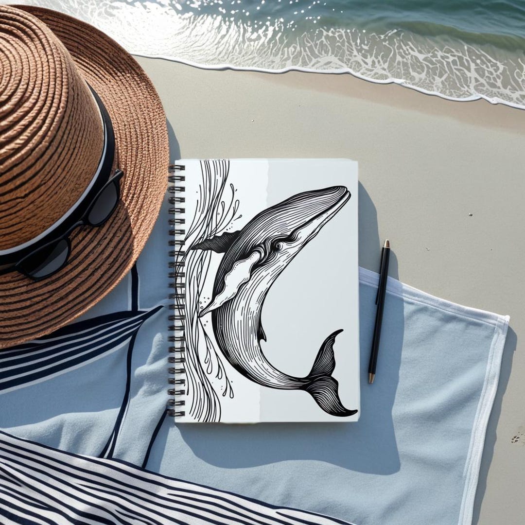 Whale Spiral Notebook: Ocean Theme Journal, Student Gift (6x8", 118 ...