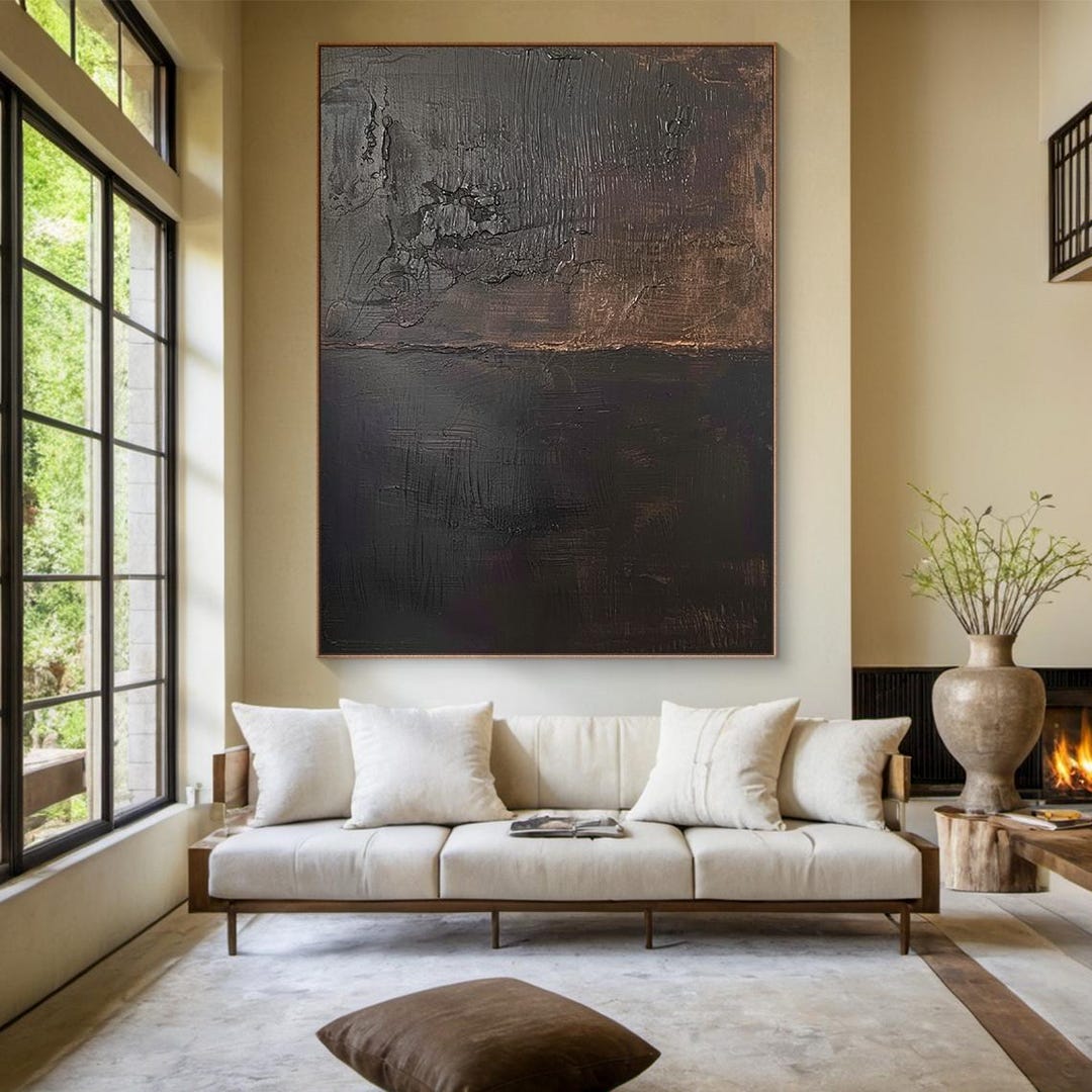 Original Abstract Black Oil Painting on Canvas, Custom Black Oil ...