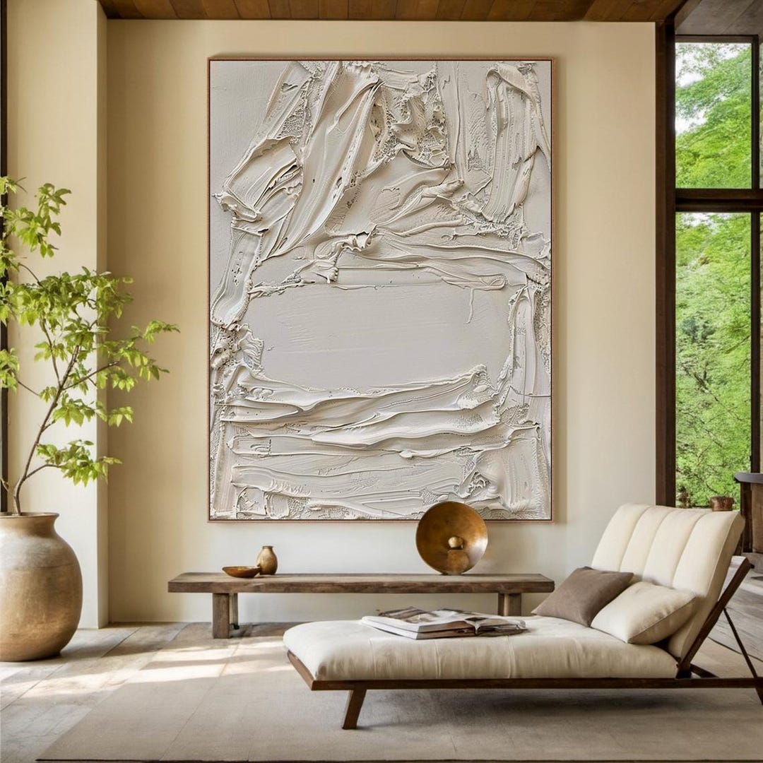 Beige Minimalist Wabi-sabi Style Wall Art, Large Beige Abstract Art ...