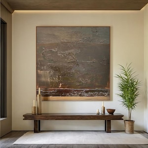 Tan Texture Wall Art Tan Minimalist Painting Tan Minimalist Living Room ...