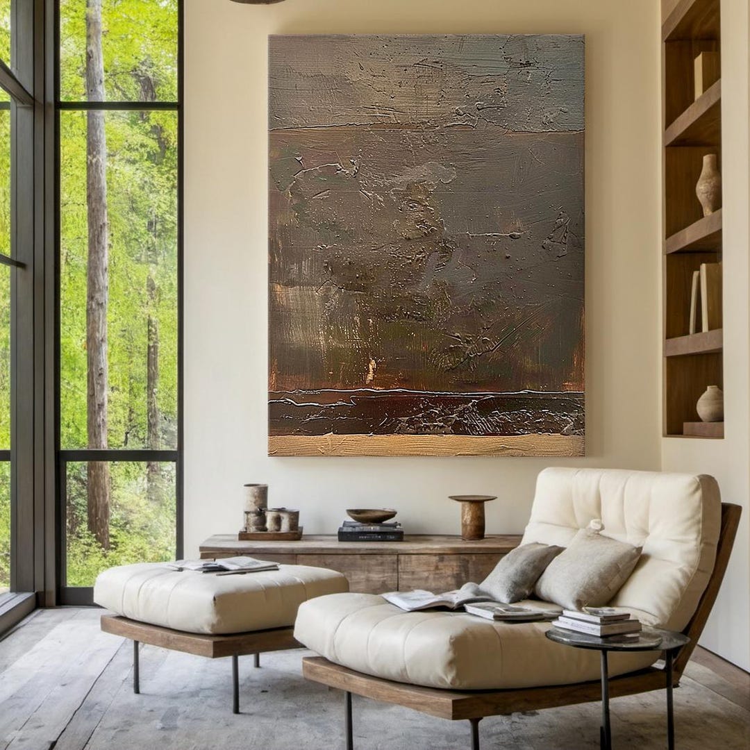Tan Texture Wall Art Tan Minimalist Painting Tan Minimalist Living Room ...