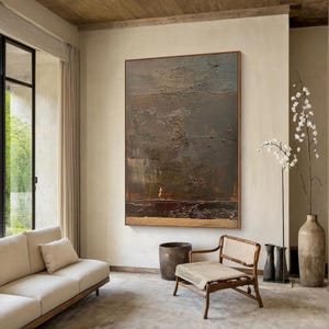 Tan Texture Wall Art Tan Minimalist Painting Tan Minimalist Living Room ...