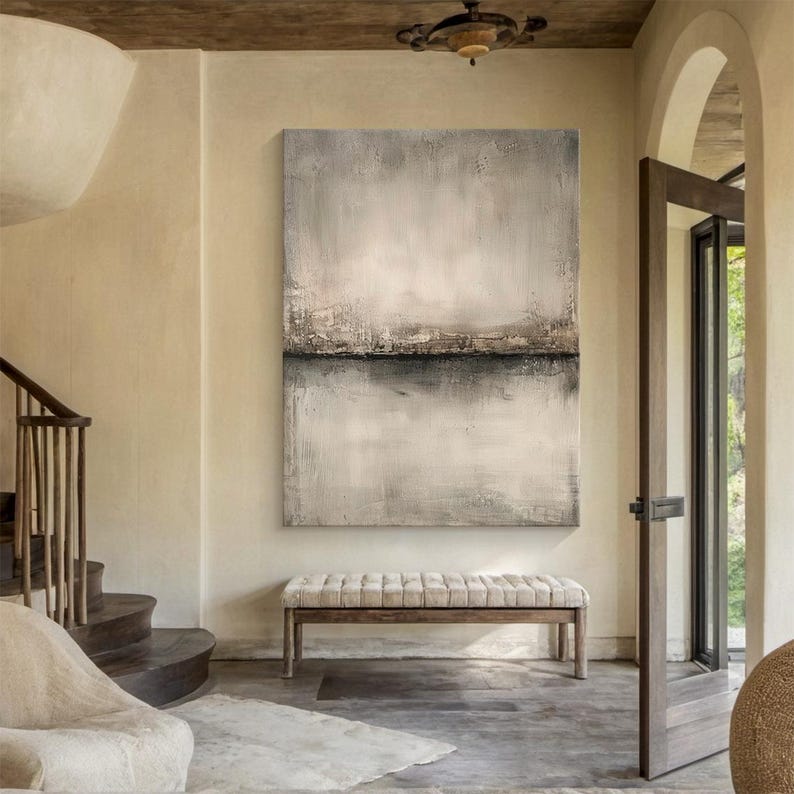 Khaki Wabi Sabi Wall Art, Beige Abstract Art, Large Khaki Textured Wall ...