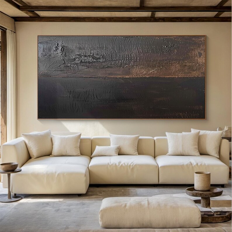 Original Abstract Black Oil Painting on Canvas, Custom Black Oil ...