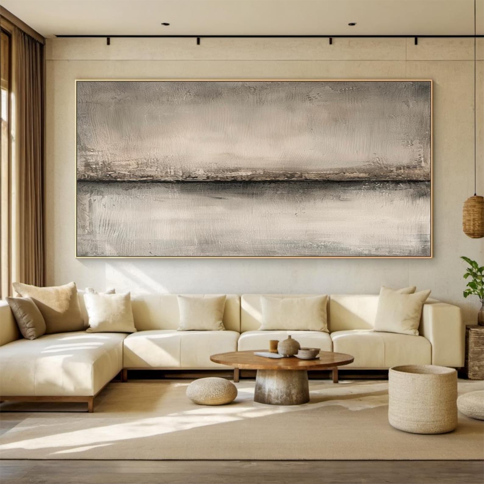 Khaki Wabi Sabi Wall Art, Beige Abstract Art, Large Khaki Textured Wall ...