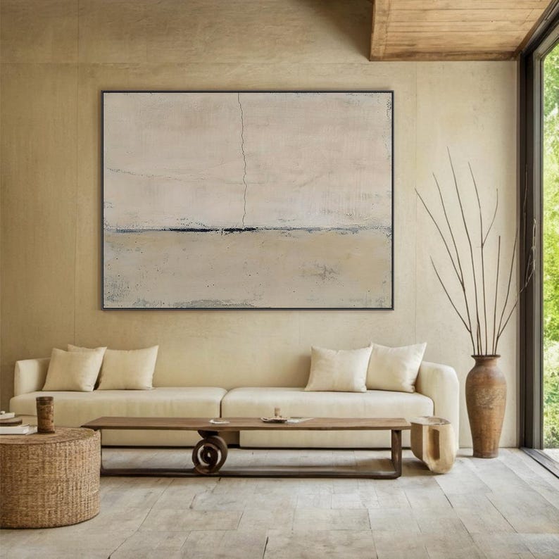 Beige Wall Decor Art, Large Beige Abstract Art, Beige Textured Wall Art ...