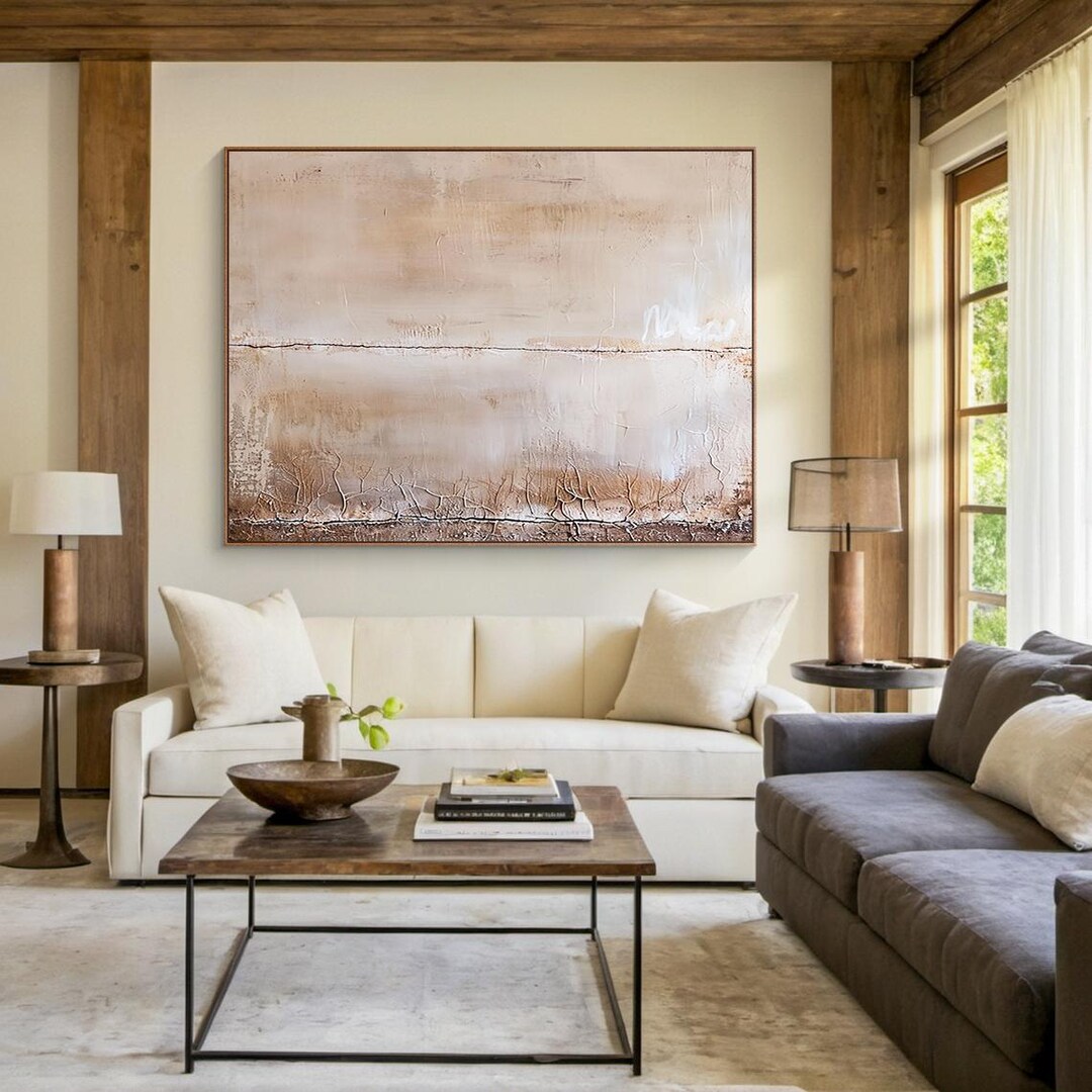 Cream Wall Decor Art, Large Cream Abstract Art, Cream Textured Wall Art ...