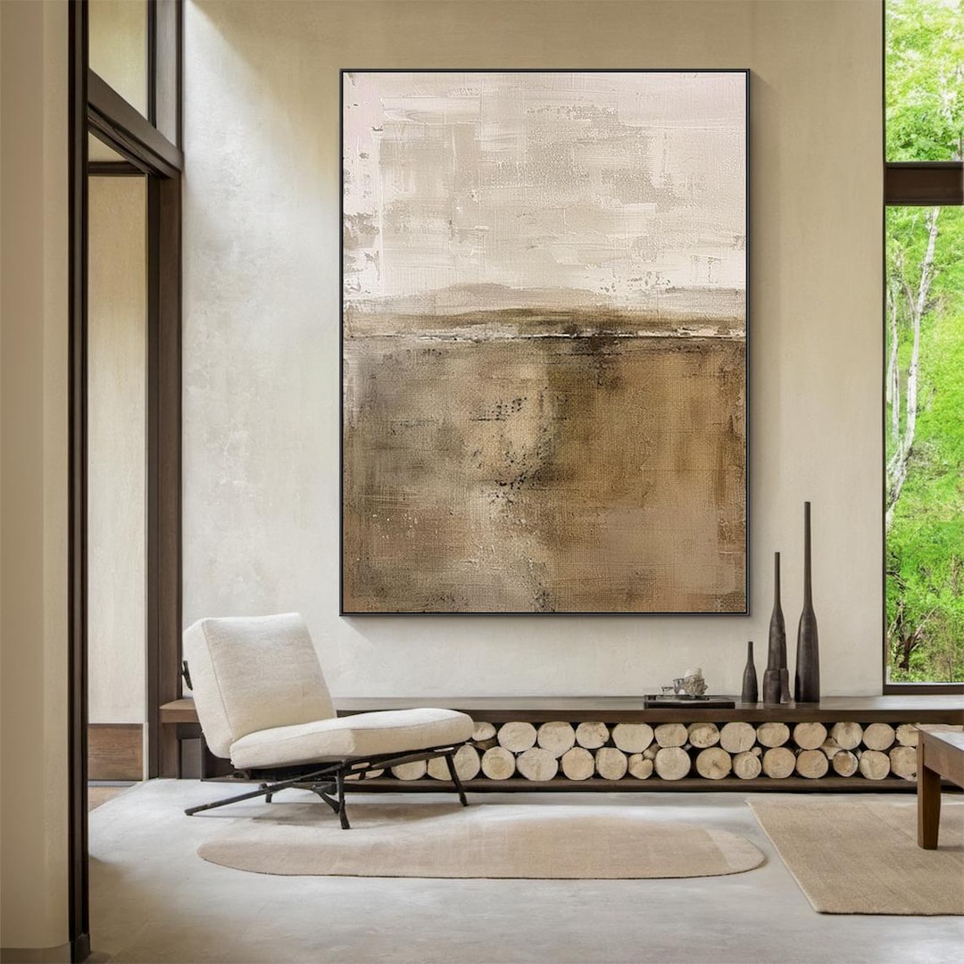 Tan Wabi Sabi Wall Art, Large Tan Abstract Art, Beige Textured Wall Art ...