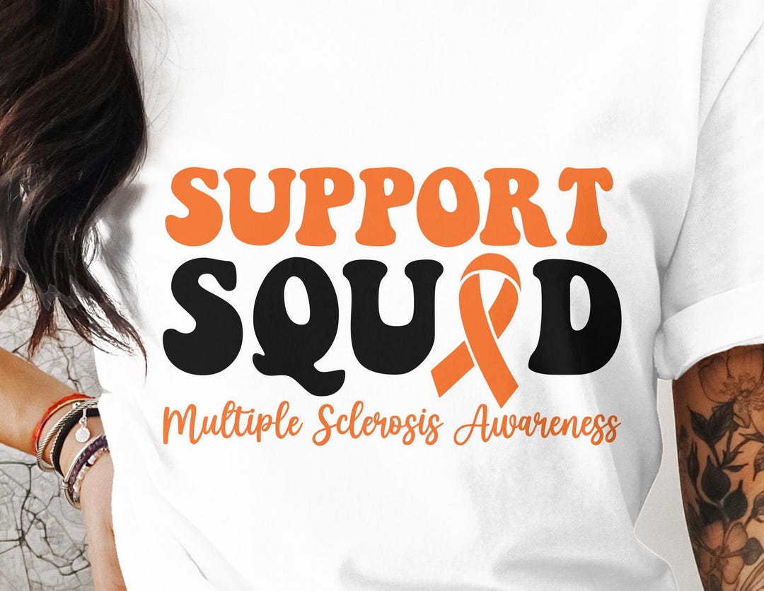 Retro Support Squad SVG, Multiple Sclerosis Awareness, Orange Ribbon ...
