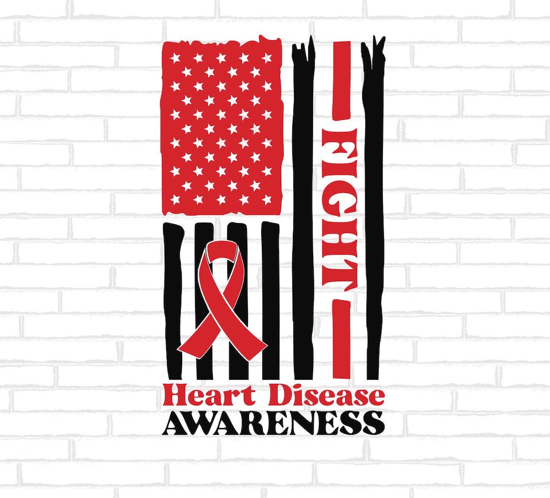 Heart Disease Awareness Png Svg, Heart Disease Flag Png, Red Ribbon Svg ...