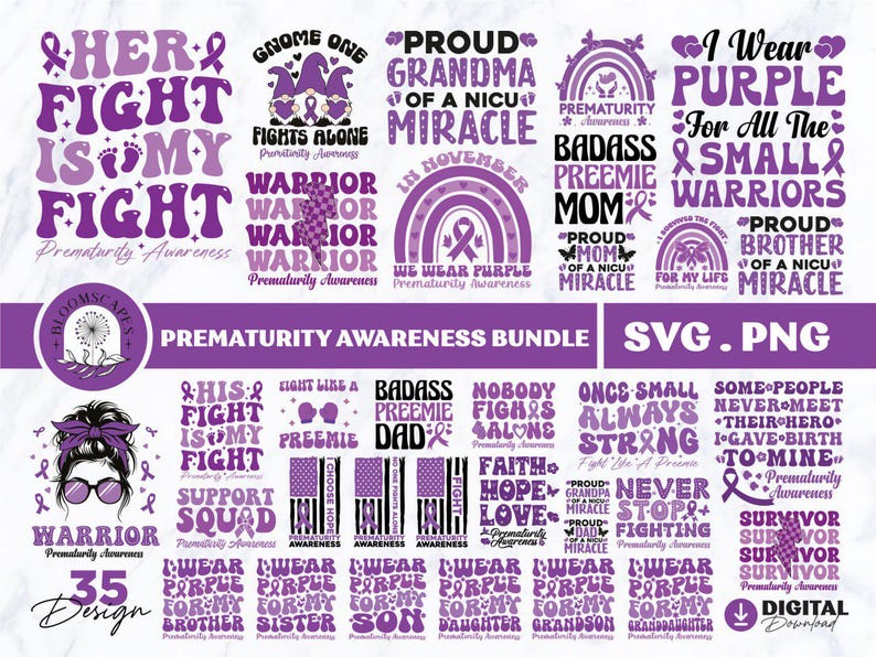 Prematurity Awareness Bundle Svg Png, Preemie Png Bundle, Prematurity ...