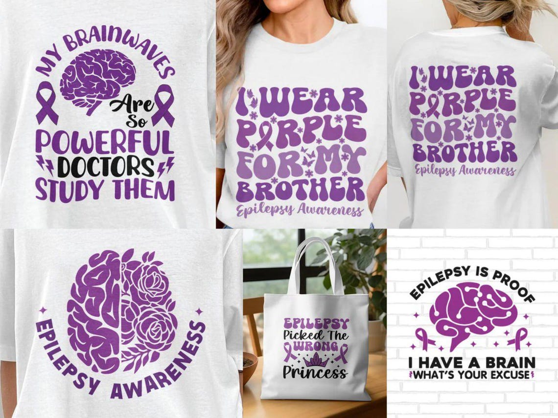 Epilepsy Awareness Svg Png Bundle, Purple Ribbon Warrior Designs ...