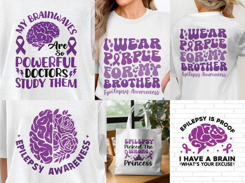 Epilepsy Awareness Svg Png Bundle, Purple Ribbon Warrior Designs ...
