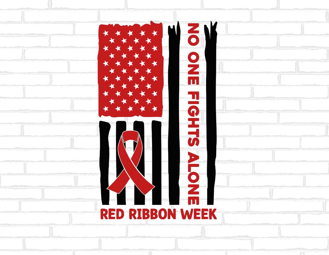 Red Ribbon Week Flag Svg Png, Drug-free Awareness Design (digital ...