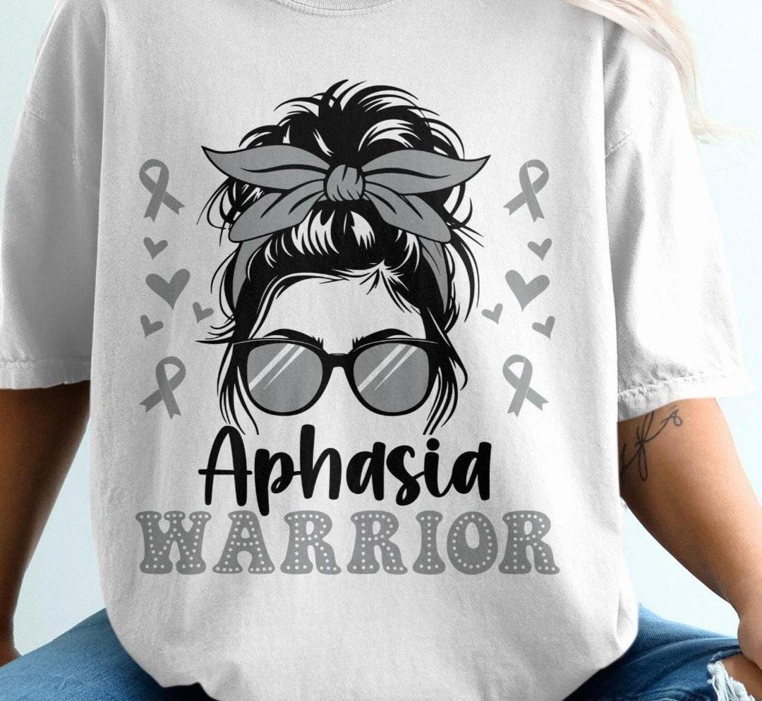 Aphasia Warrior Messy Bun Svg, Aphasia Awareness Svg Png, Gray Ribbon ...