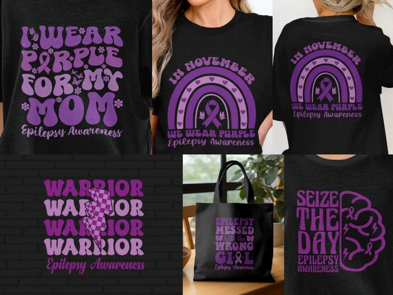 Epilepsy Awareness Svg Png Bundle, Purple Ribbon Warrior Designs ...