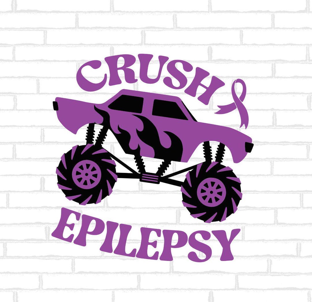 Crush Epilepsy Monster Truck SVG, Purple Ribbon Awareness (digital ...
