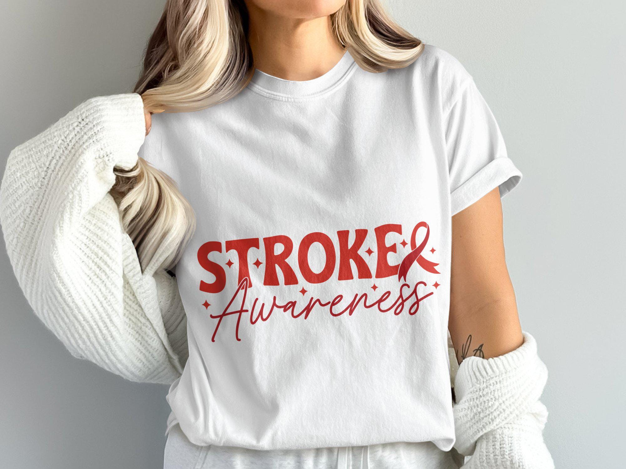 Stroke Awareness SVG PNG Bundle, Red Ribbon Designs (digital Download ...