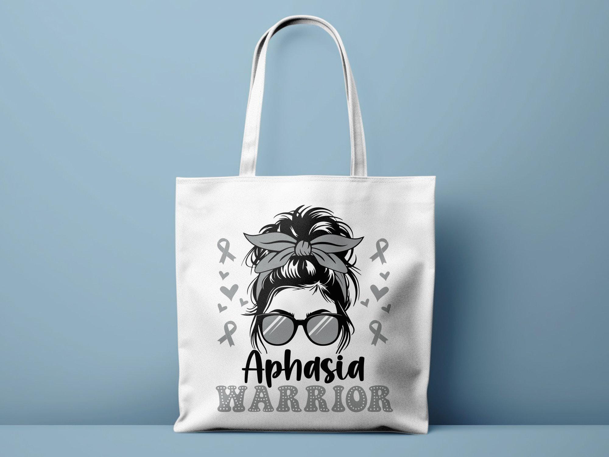 Aphasia Warrior Messy Bun Svg, Aphasia Awareness Svg Png, Gray Ribbon ...