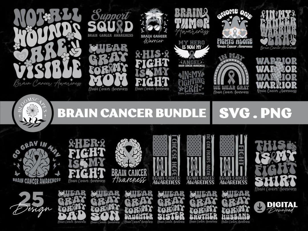 Brain Cancer Awareness Svg Png Bundle, Brain Tumor Png Bundle, Brain ...