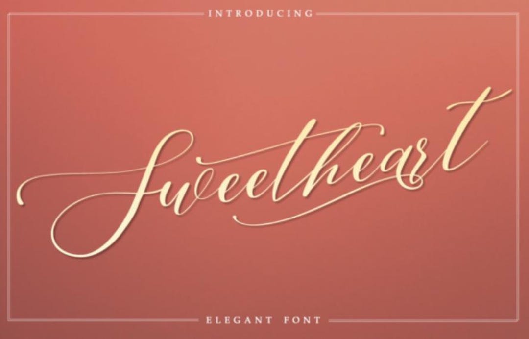 Sweetheart Font, Script Font, Handwritten Font, Retro Font, Calligraphy ...