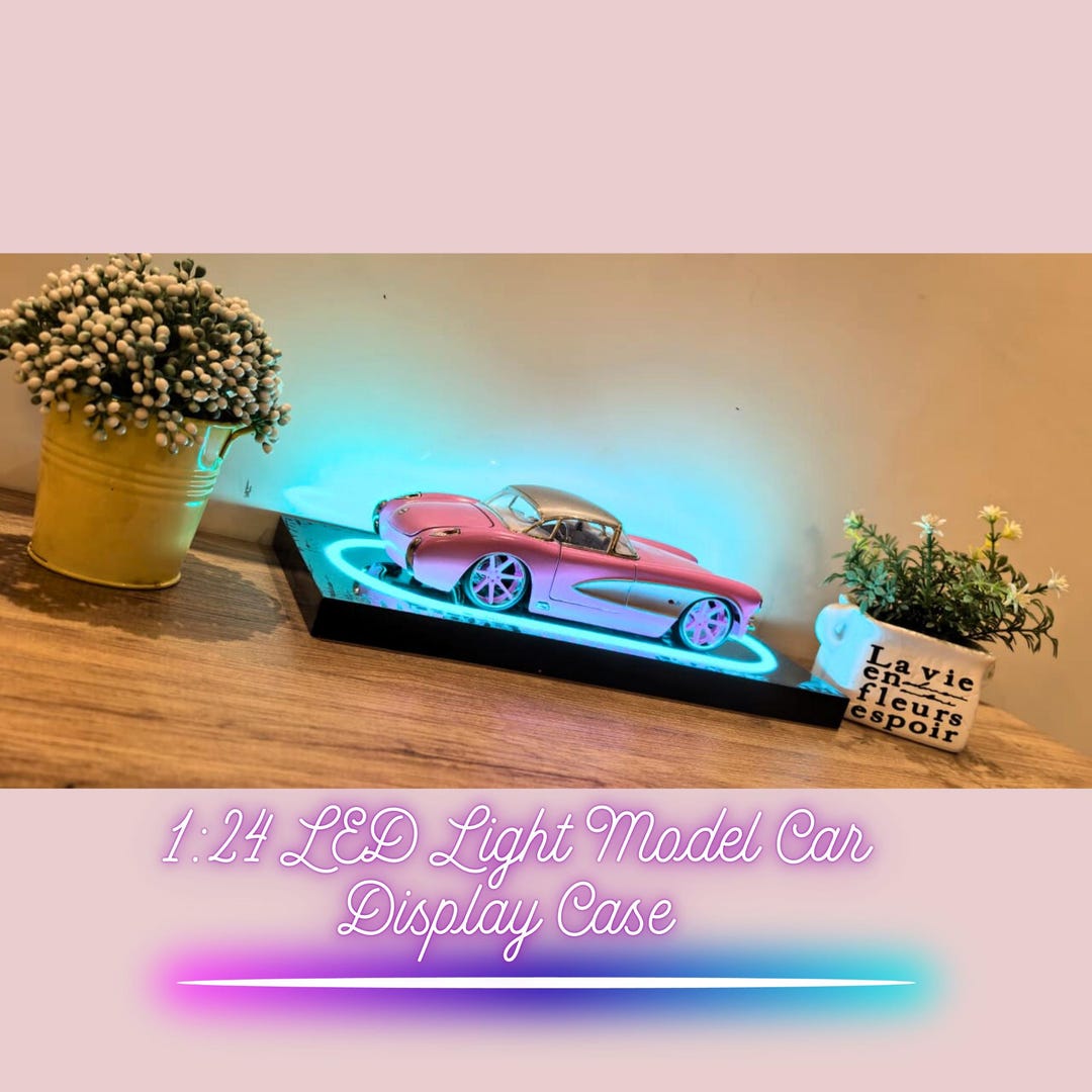 1/24 Model Car Storage,blue Neon Led Diecast Cars Rack, 1-24 Model ...