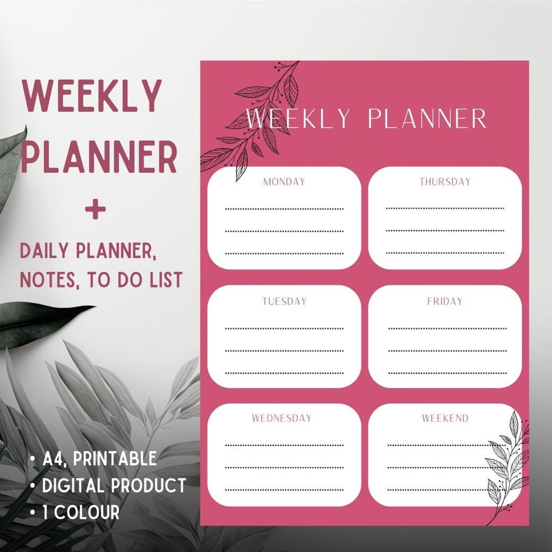 Elegant Weekly Planner, Elegant Daily Planner, Notes, to Do List ...
