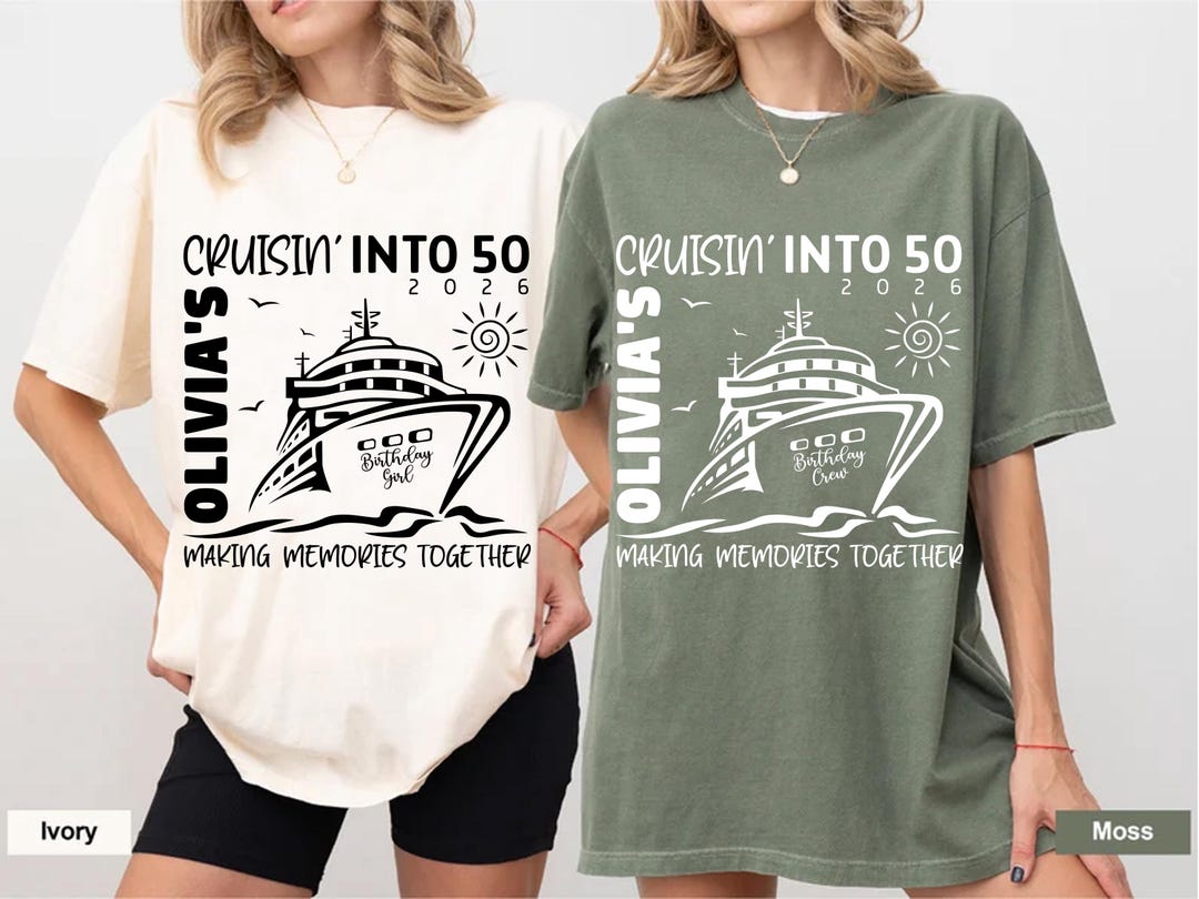 Custom Cruisin Into 50 Comfort Colors Shirt, 50th Birthday Crew Tee ...