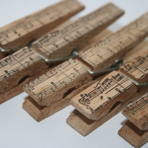 25 Vintage Musical Notation Stamped Wood Clothespin Set - Music ...