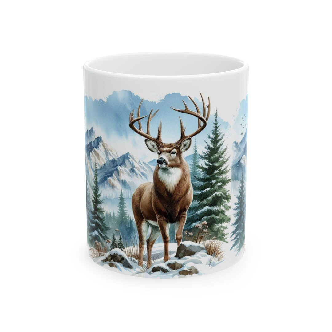 Majestic Deer Ceramic Mug, Wildlife Lover Gift, Nature-themed Coffee ...