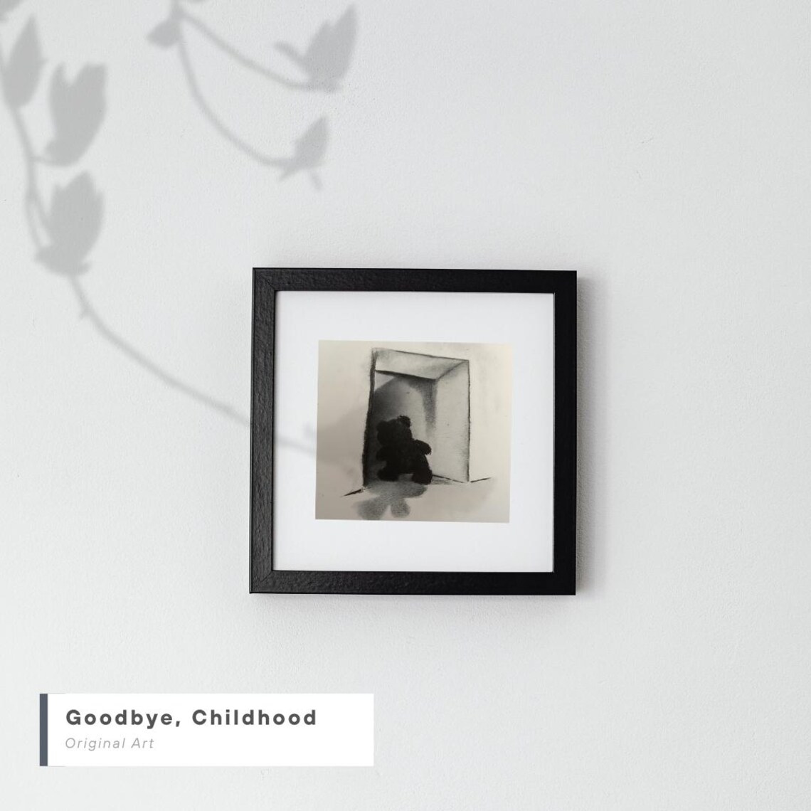 Goodbye, Childhood original Artwork Dark Charcoal Minimalist Handmade ...