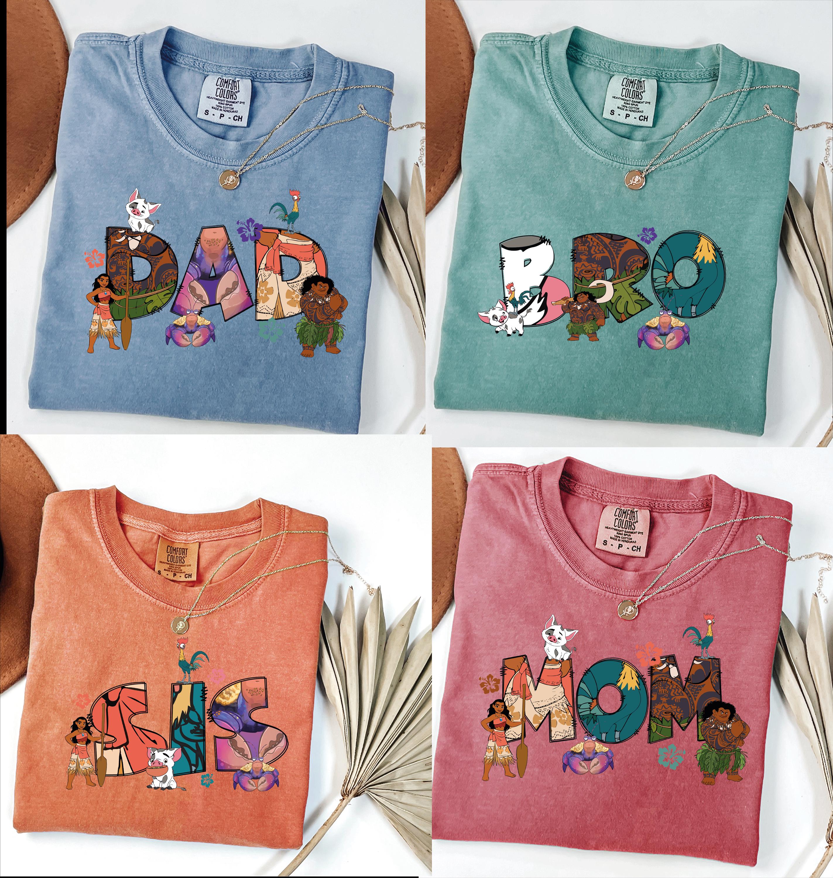 Retro Princess Moana Comfort Colors Shirt, Disney Moana Mom Dad Tee ...