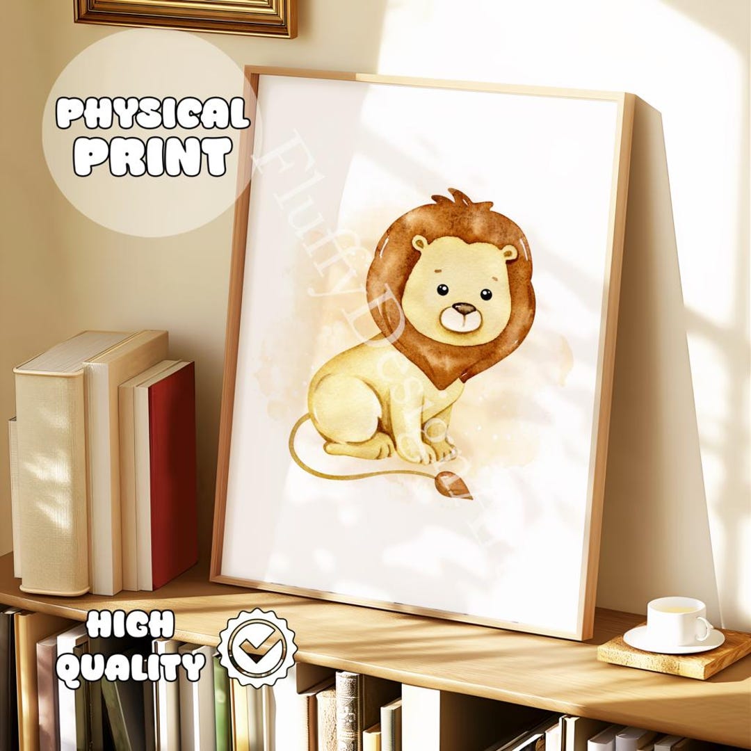 Nursery Safari Animal Poster - Cute Lion Print, Affirmation Wall Art ...