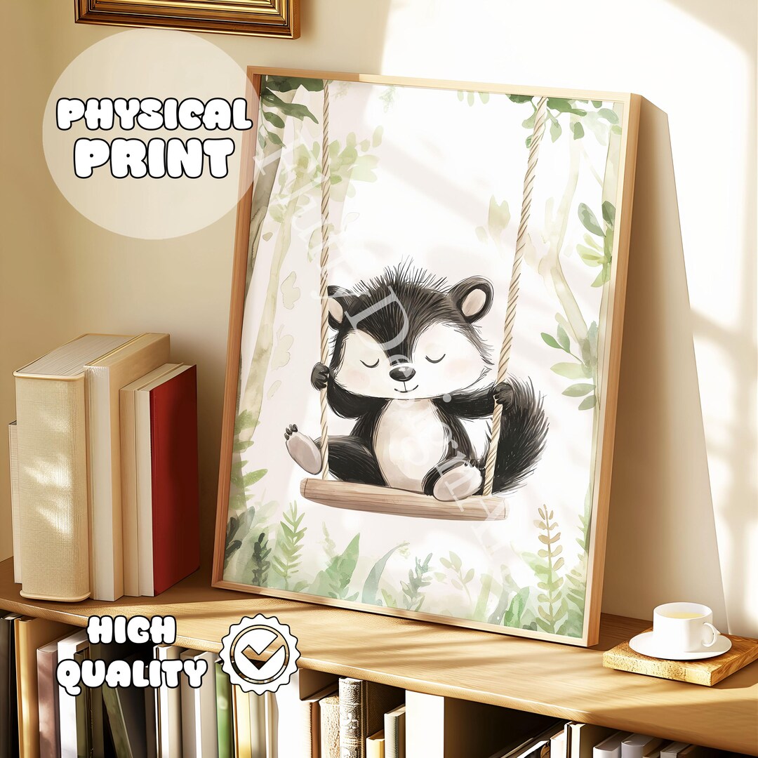 Forest Skunk Swing Poster - Nursery Decor, Prints for Kids, Forest ...