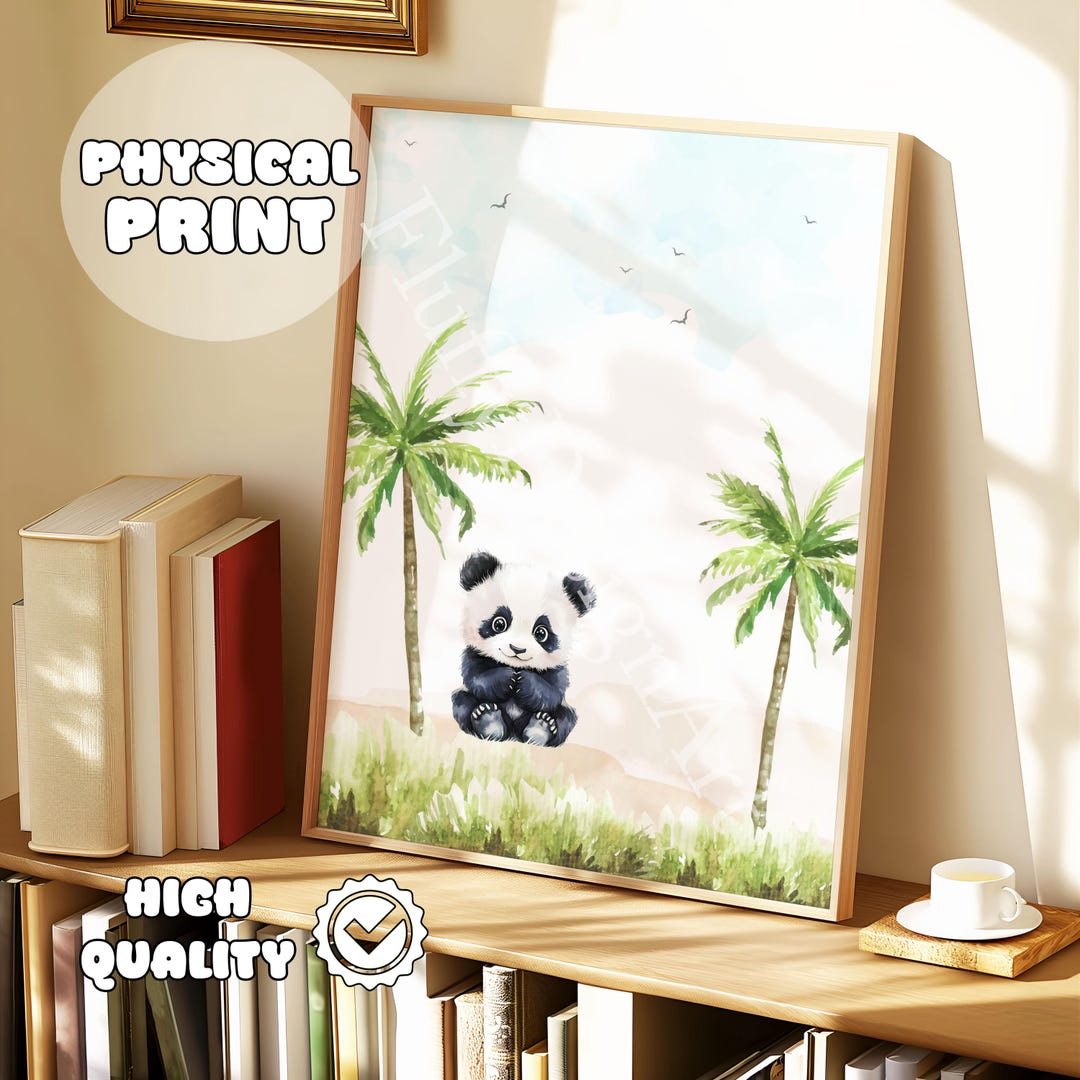 Jungle Baby Panda Poster Safari Animal Wall Art, Nursery Decoration ...