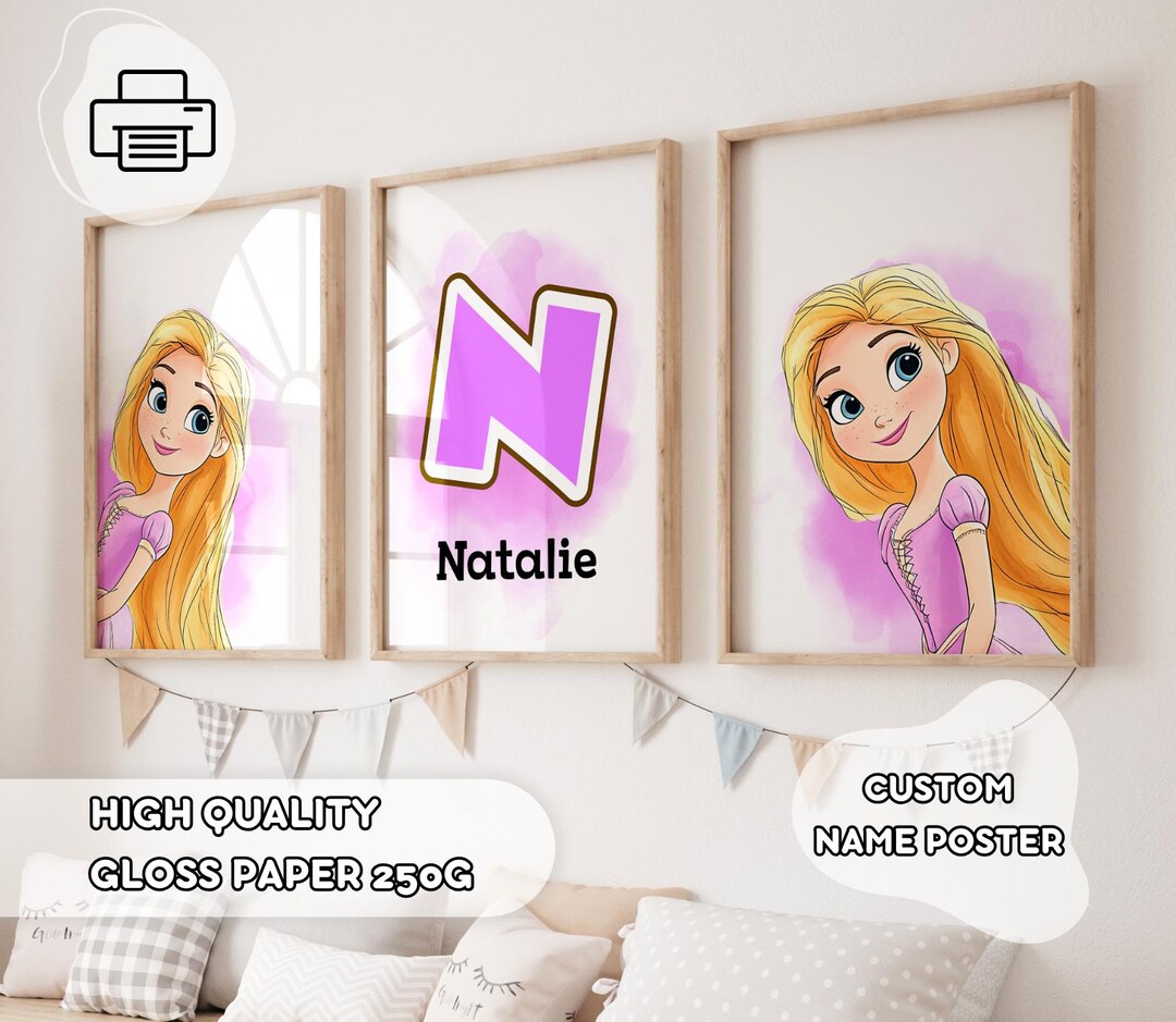 3 Custom Rapunzel Prints - Prints for Kids, Drawing Princess, Your Name ...