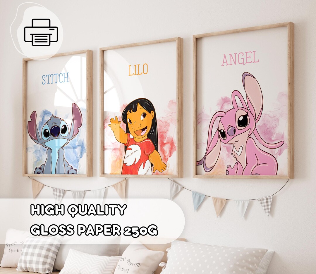 3 Minimalist Lilo & Stitch Prints - Stitch and Angel, Kids Room Decor ...