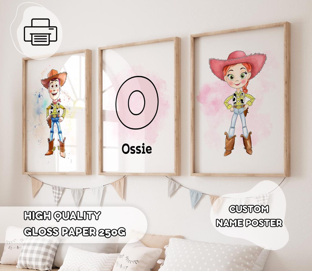 Set of 3 Personalized Toy Story Posters - Watercolor Painting, Custom ...