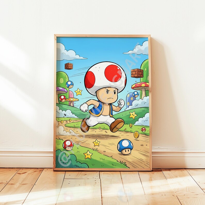 6 Cartoon Super Mario Bros Posters, Kids Toddler Room Decor, Mario and ...